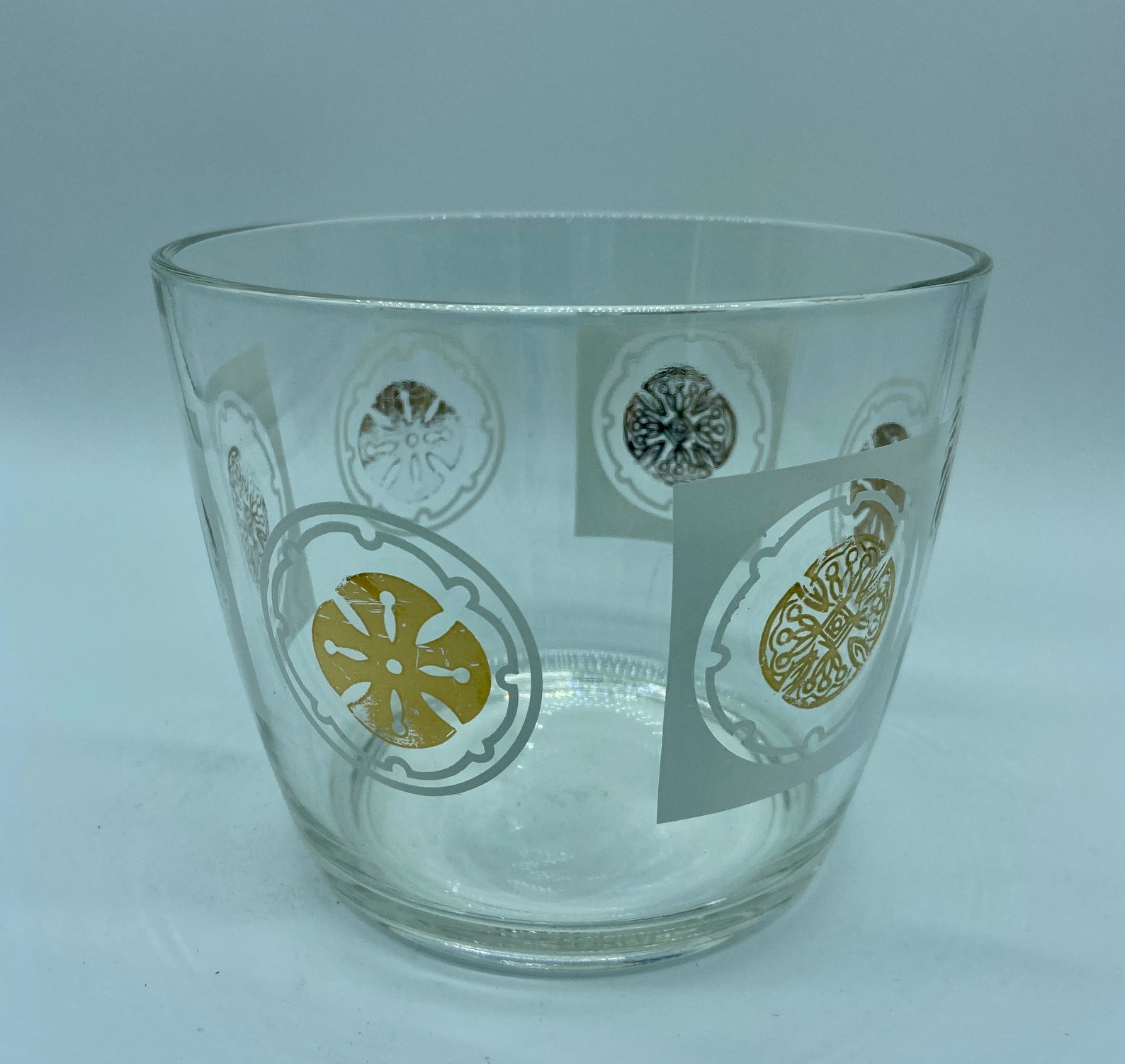 MCM Ice Bucket White Gold Coin Glass Bucket Bowl | Etsy