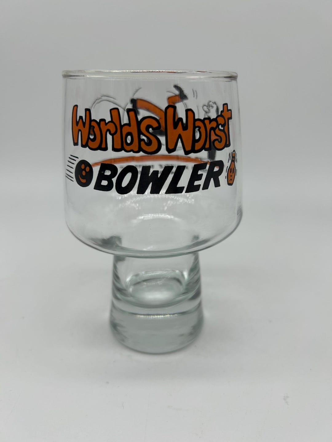 Vintage 70s Worlds Worst Bowler Glass Cup Beer Mug Funny Gag Gift ...