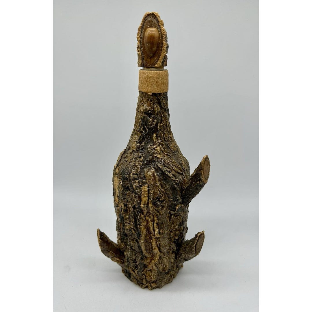 Bark Wrapped Covered Decanter Bottle Natural Wood Wine Rustic Bar ...