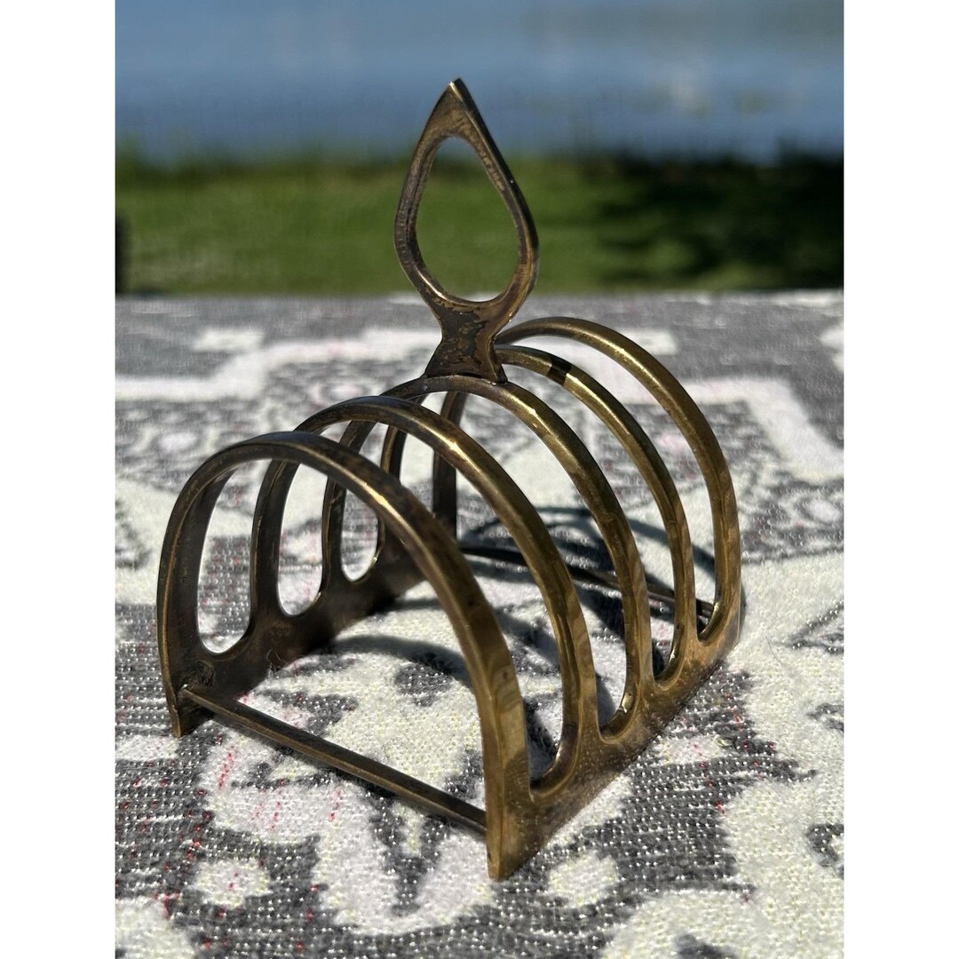 Antique Solid Brass English Toast Rack Letter Napkin Holder England 4 ...