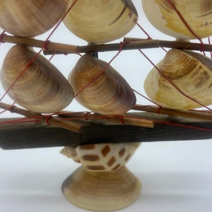 Vintage Sailboat Seashell Shell Ship Boat Nautical Sail Decor Kitsch ...