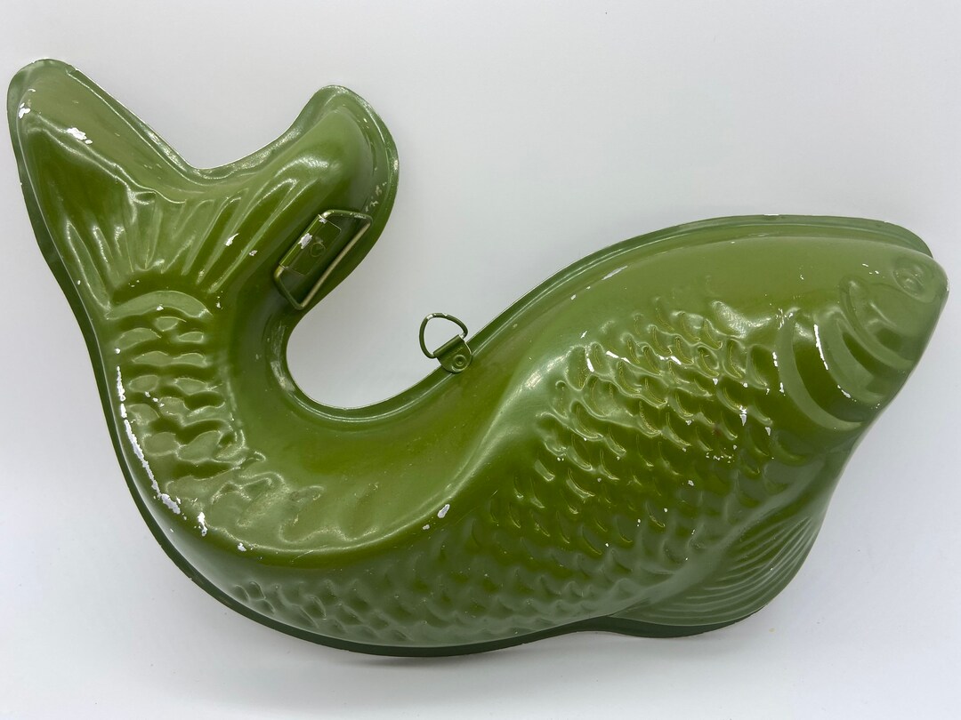 Vintage 1960s Green Fish Jello /cake Mold 4 Cup Avocado Metal Koi Retro ...