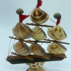 Vintage Sailboat Seashell Shell Ship Boat Nautical Sail Decor Kitsch ...