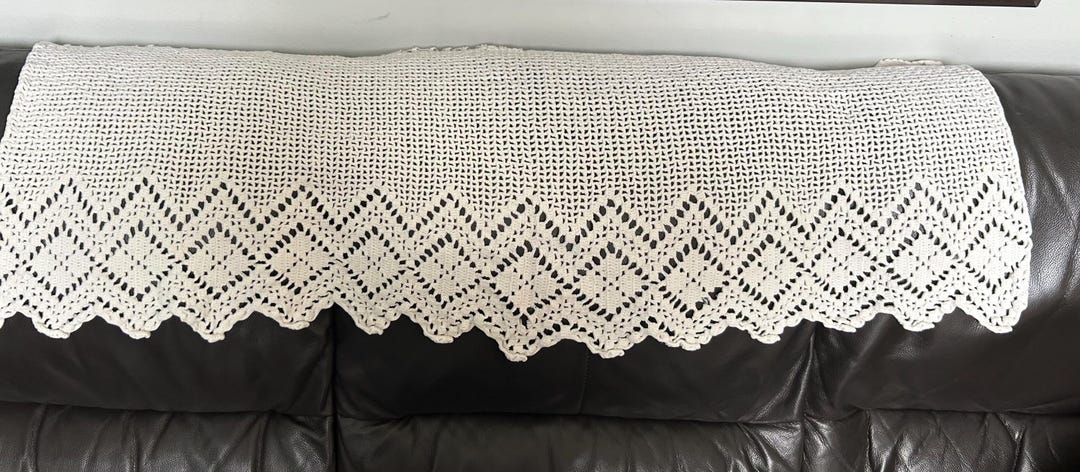 Vintage Crocheted Chair Sofa Mantle Cover Granny Farm House Core Cream ...