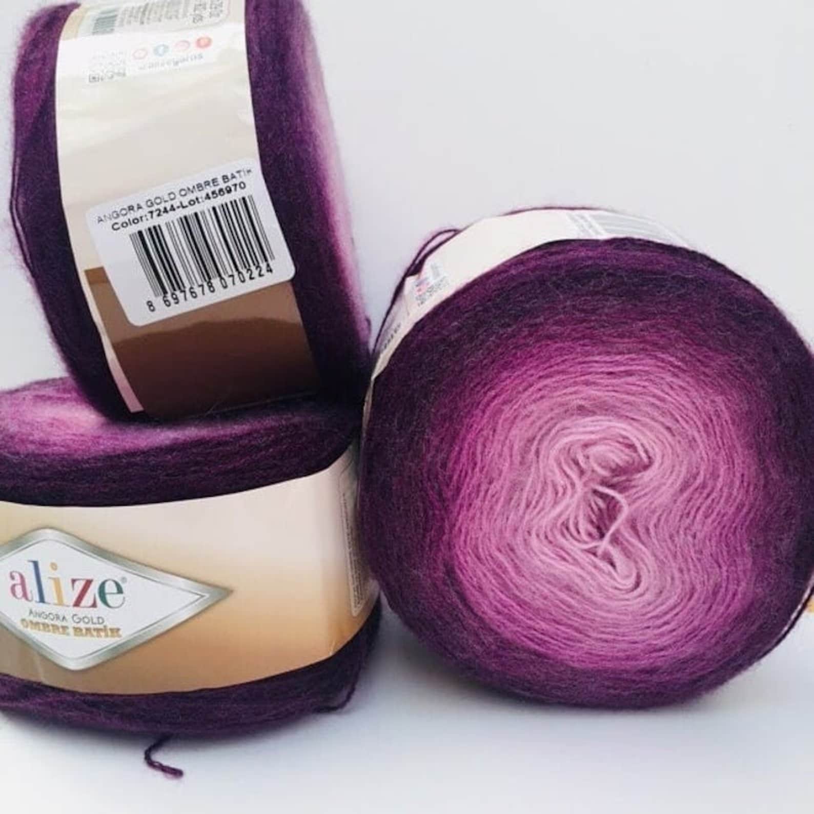 Alize Angora Gold Ombre Batik Mohair Yarn Blend Acrylic Hand Knit Soft ...