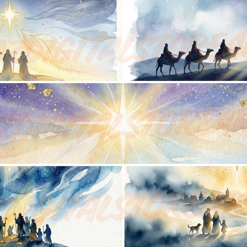 Watercolor Nativity Scene - Etsy