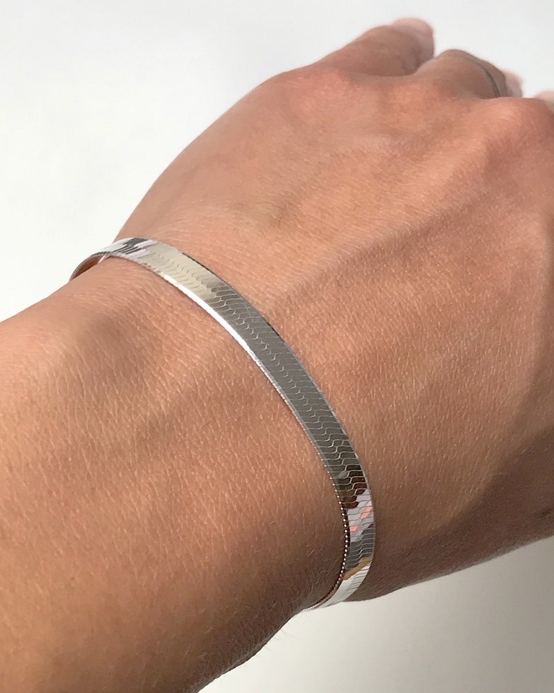 Sterling Silver Herringbone Bracelet 5mm Italian Herringbone - Etsy Sterling Silver Herringbone Bracelet 5mm Italian Herringbone - Etsy