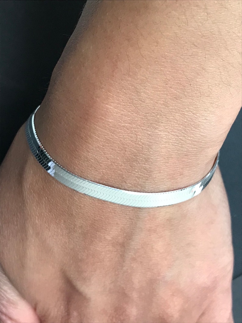 Sterling Silver Herringbone Bracelet 5mm Italian Herringbone - Etsy Sterling Silver Herringbone Bracelet 5mm Italian Herringbone - Etsy