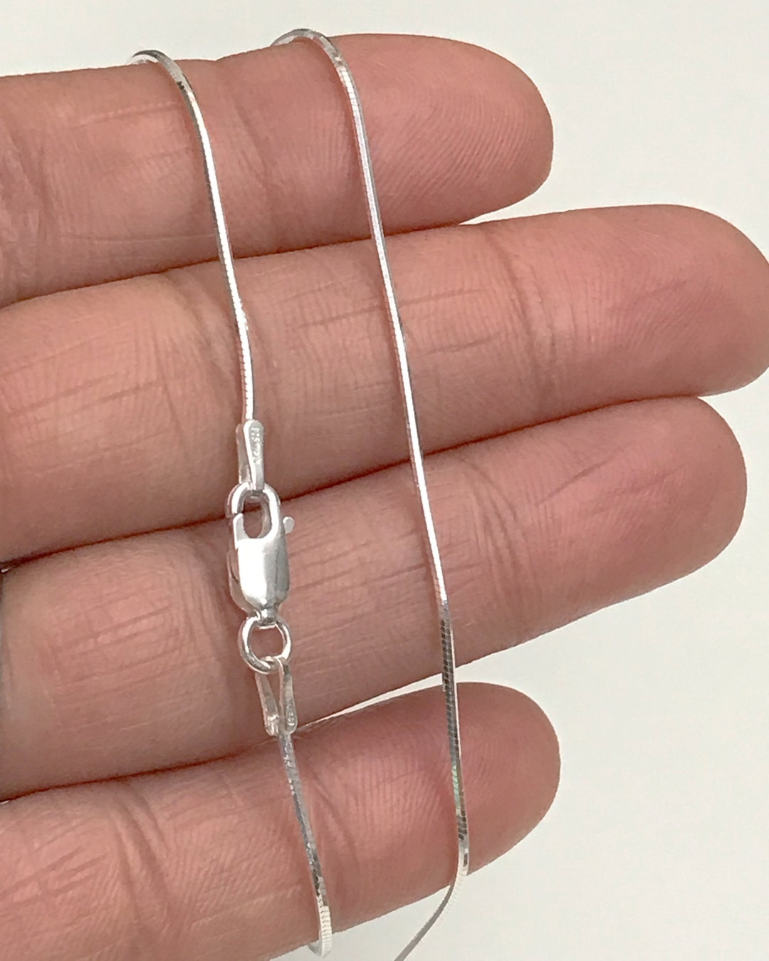 Sterling Silver Snake Chain, 1mm Italian Diamond Cut Snake Chain 16, 18 ...