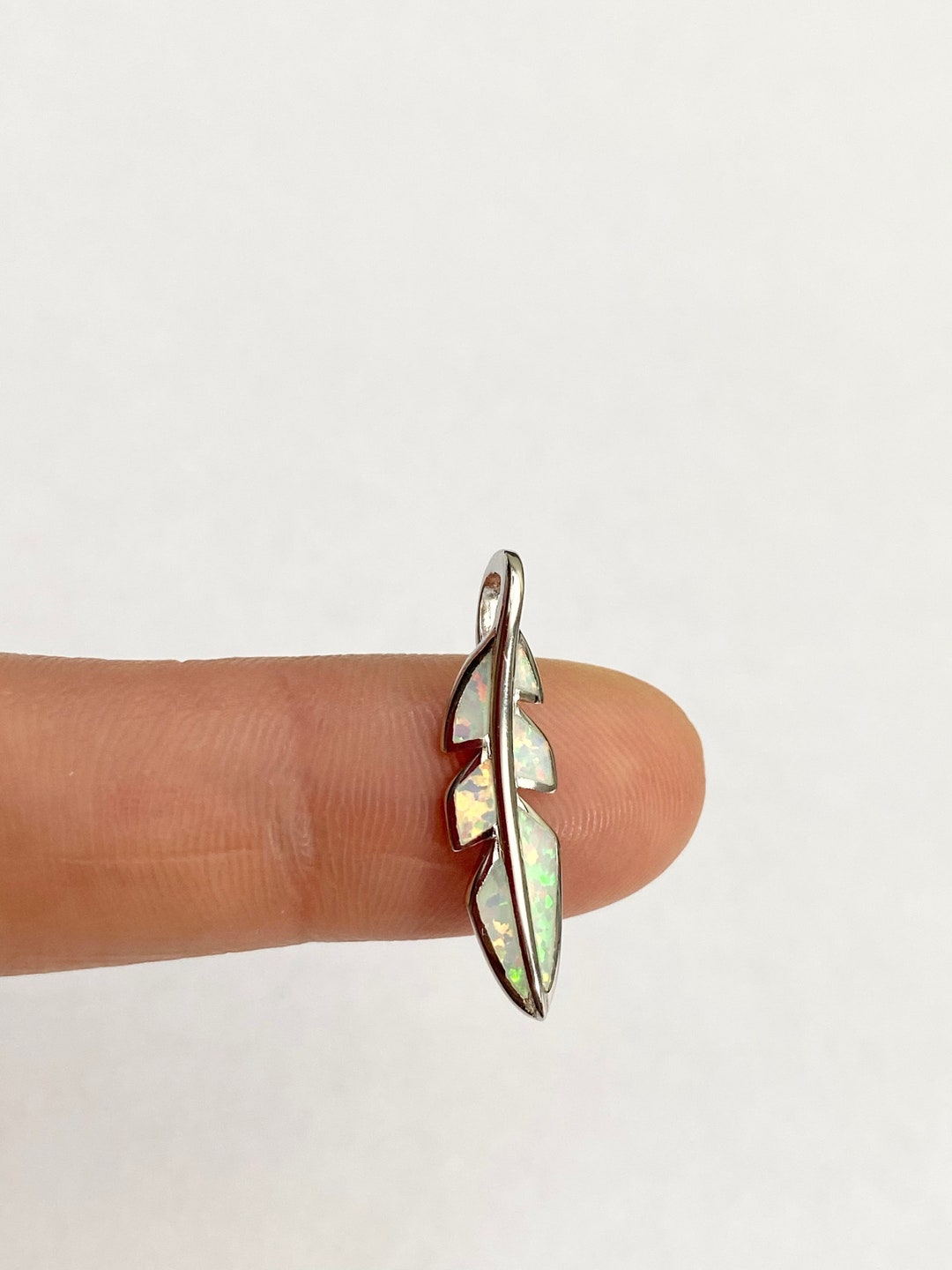 Sterling Silver White Opal Feather Pendant, DIY Supply - Etsy