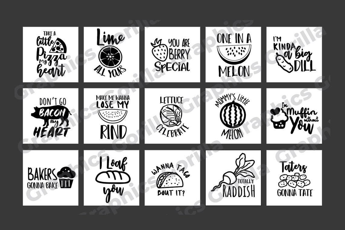 Cheeky Food Quotes SVG Bundle Food Pun SVG Files Cricut | Etsy