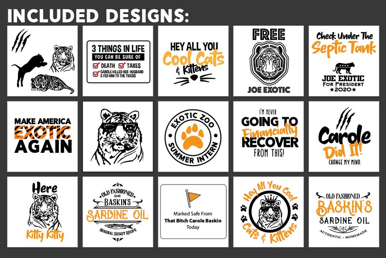 Tiger King SVG Bundle Joe Exotic Svg Cut File 15 Tiger King - Etsy