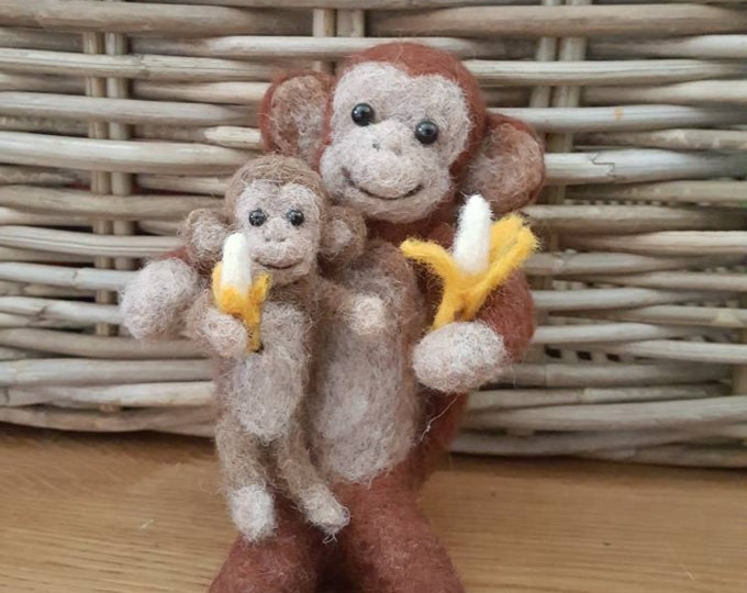 Monkeys, Needle Felted Large or Baby Monkey, Cute Felt Animals, Jungle ...