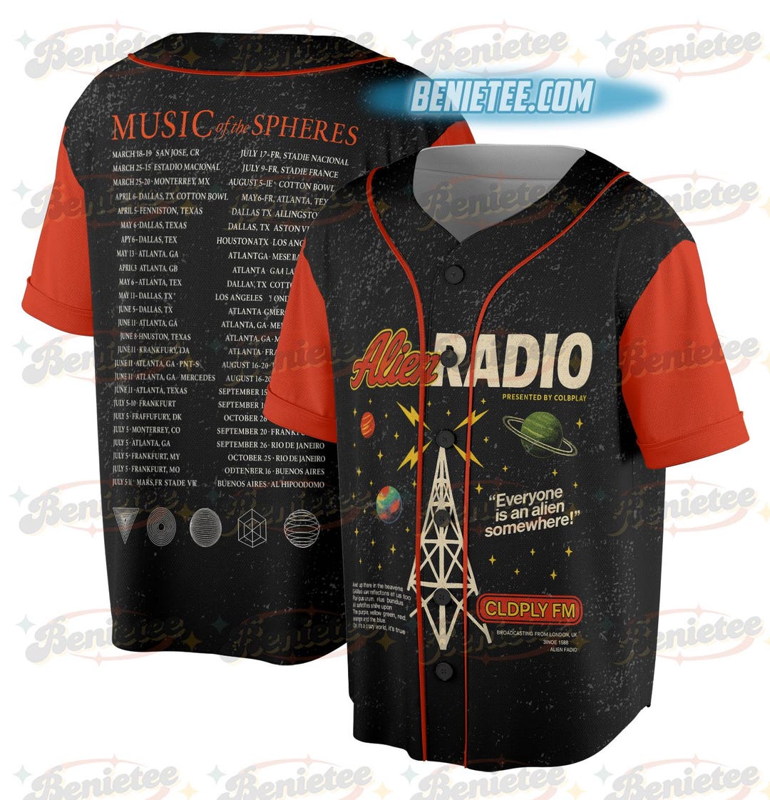 Coldplay Alien Radio Tour 2025 Jersey, Official Music of the Spheres ...