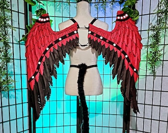 Red and Black Medium Wings for Cosplay Huskhotel Tail - Etsy