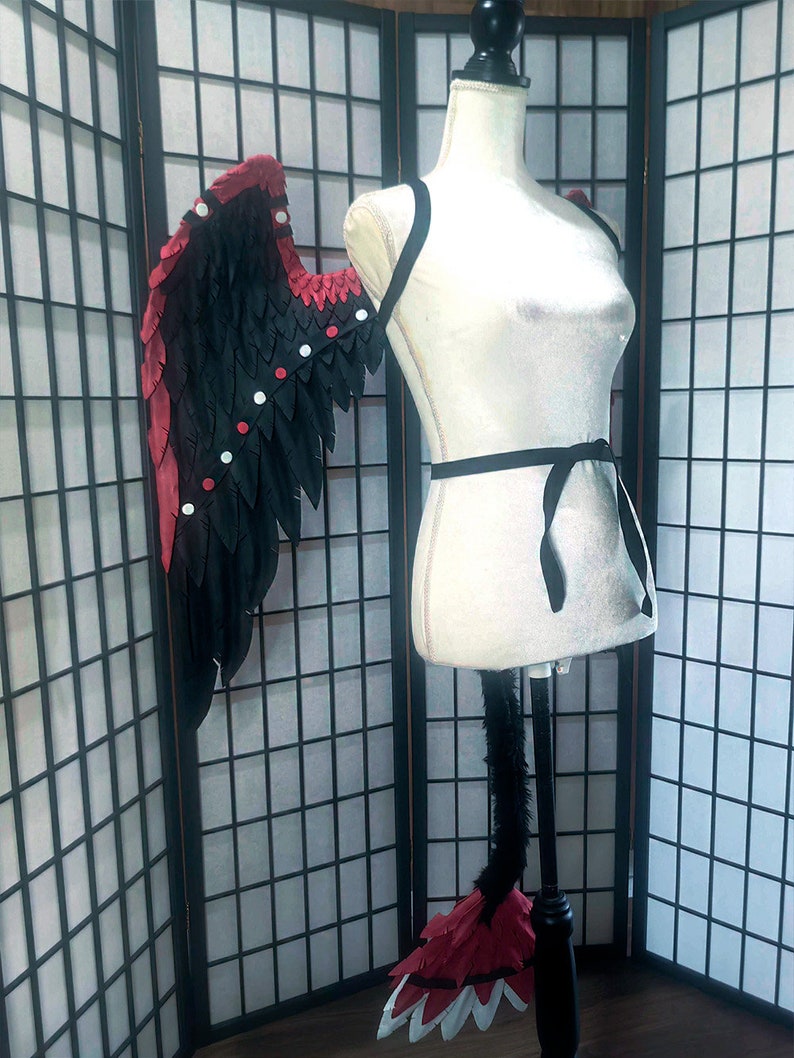 Husk Hazbin Hotel Cosplay Wings Red and Black Color and Tail Medium ...