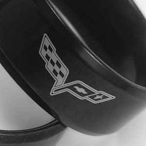Laser Engraved Chevrolet Corvette C6 Ring Black Stainless Steel GM ...