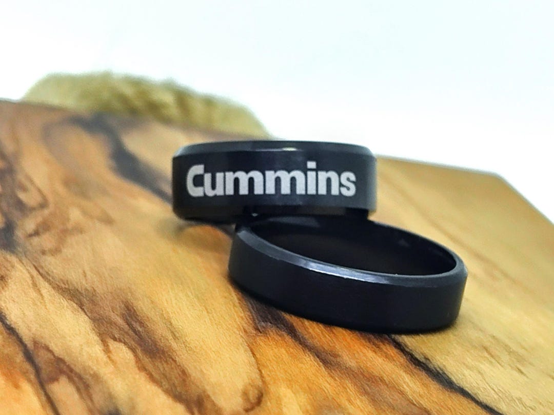 Laser Engraved Cummins Ring Cummins Black Titanium Stainless Steel ...