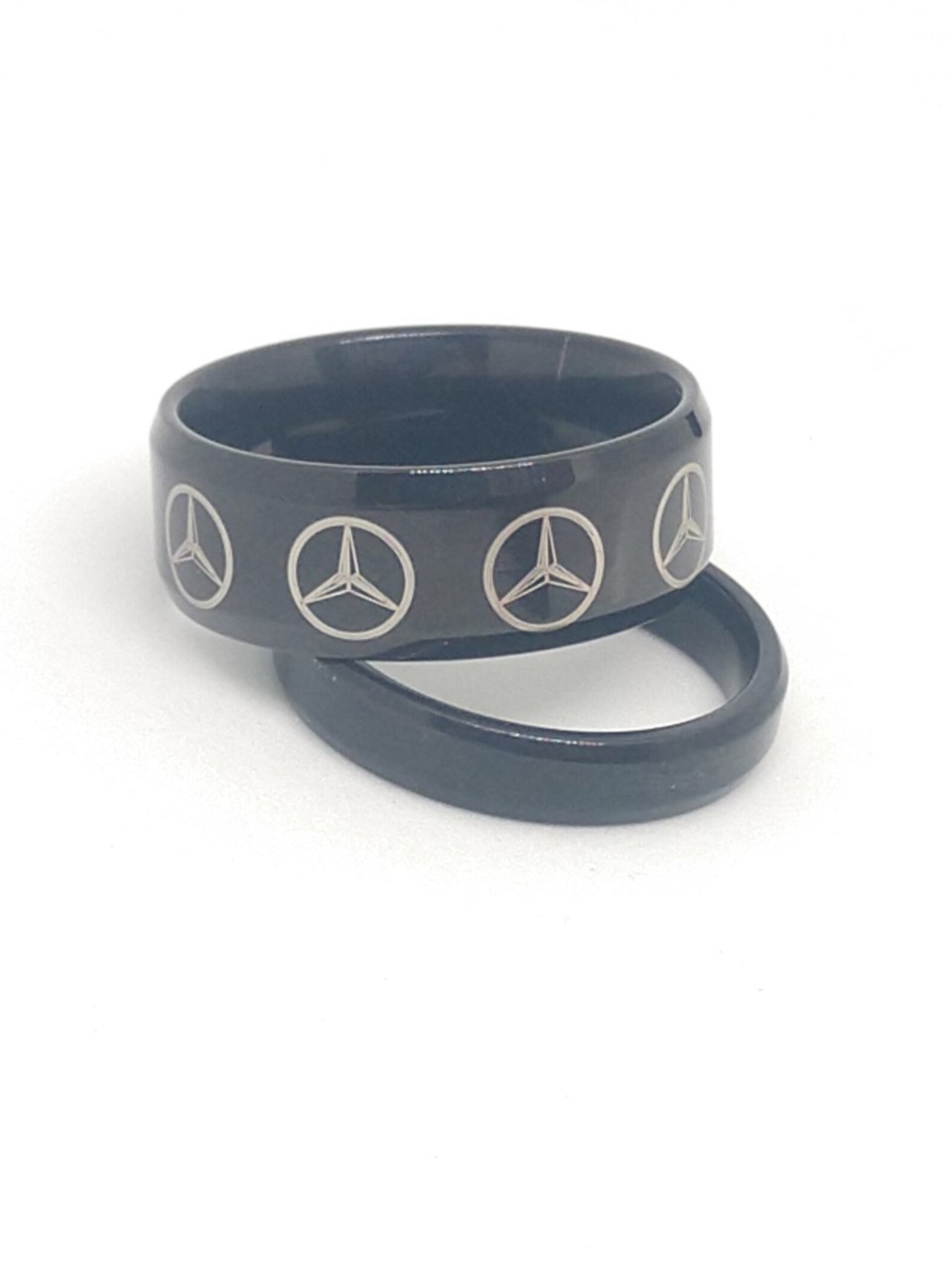 Laser Engraved Mercedes Ring Black Stainless Steel Mercedes - Etsy