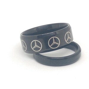 Laser Engraved Mercedes Ring Black Stainless Steel Mercedes Benz Ring ...
