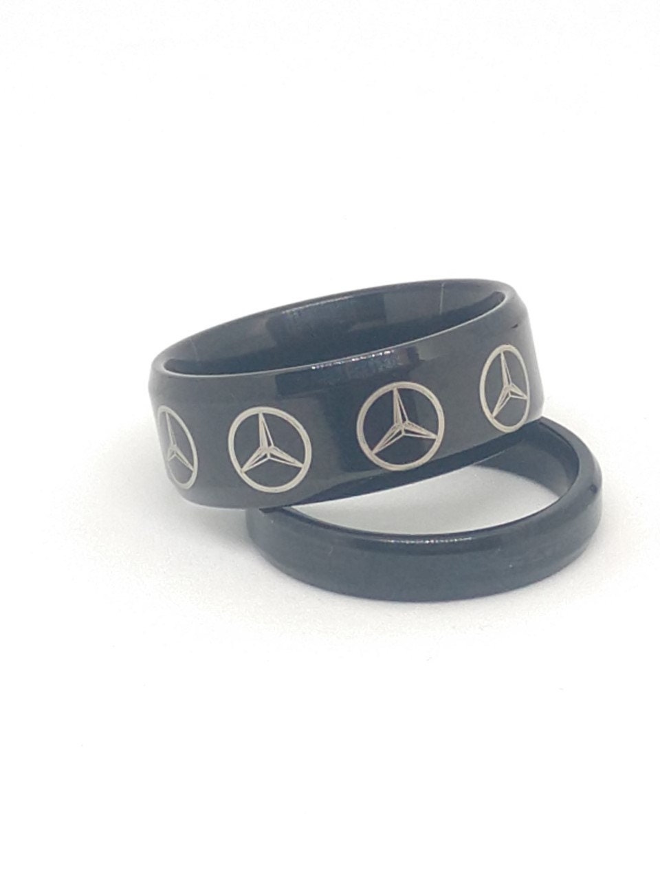 Laser Engraved Mercedes Ring Black Stainless Steel Mercedes | Etsy
