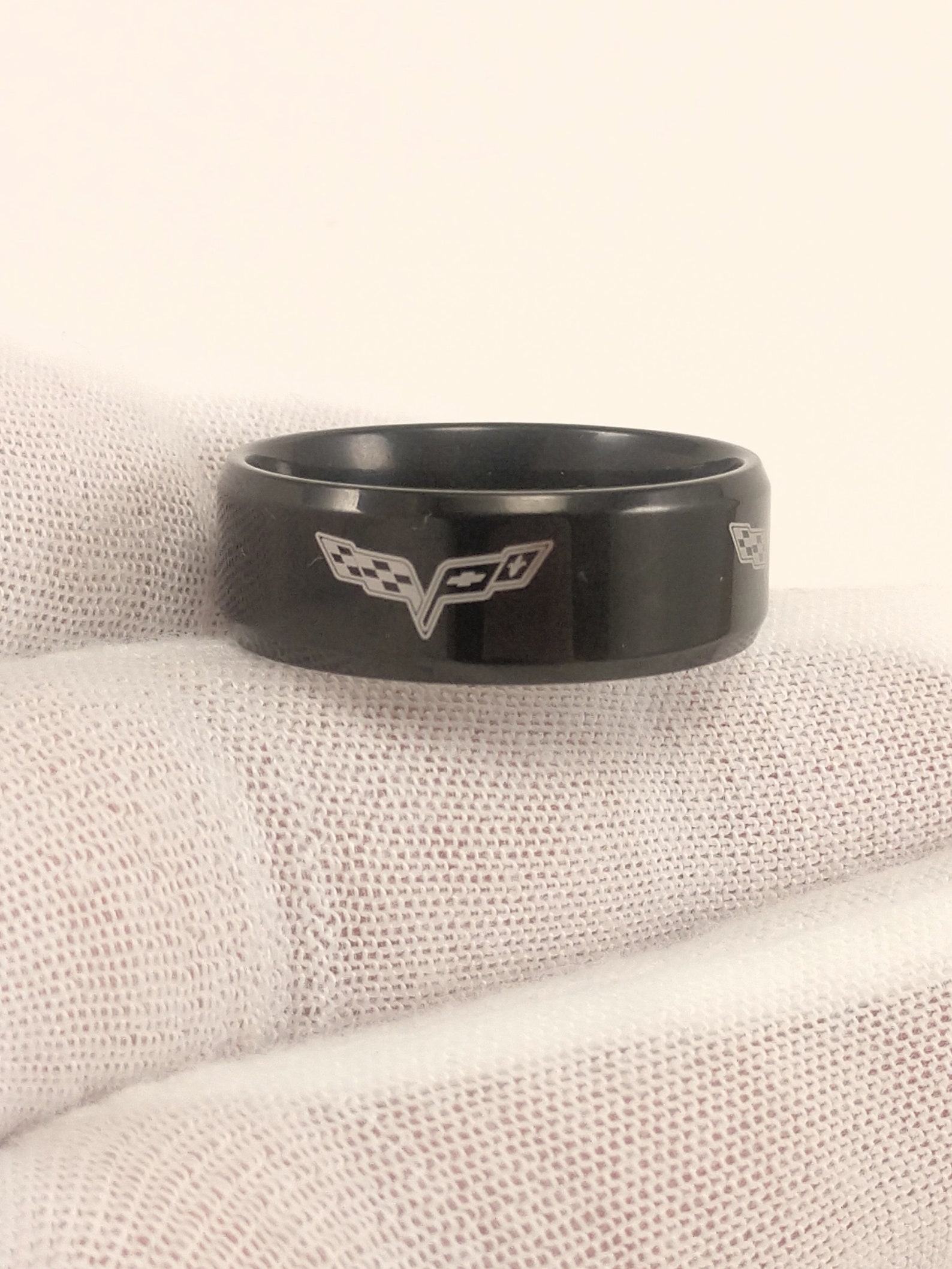 Laser Engraved Chevrolet Corvette C6 Ring Black Stainless - Etsy