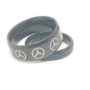 Laser Engraved Mercedes Ring Black Stainless Steel Mercedes Benz Ring ...