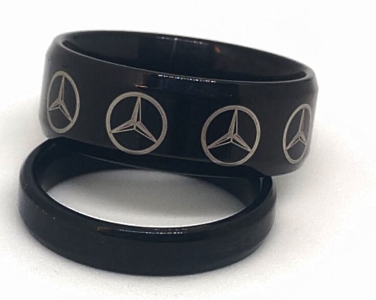 Laser Engraved Mercedes Ring Black Stainless Steel Mercedes | Etsy
