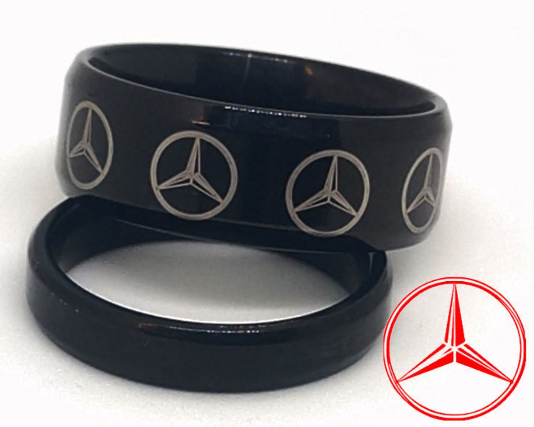 Laser Engraved Mercedes Ring Black Stainless Steel Mercedes Benz Ring ...