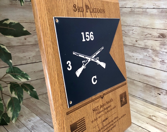 Any Army Unit Guidon Flag on 9"x12" or 12"x15" Beveled Wood Plaque Gift ...