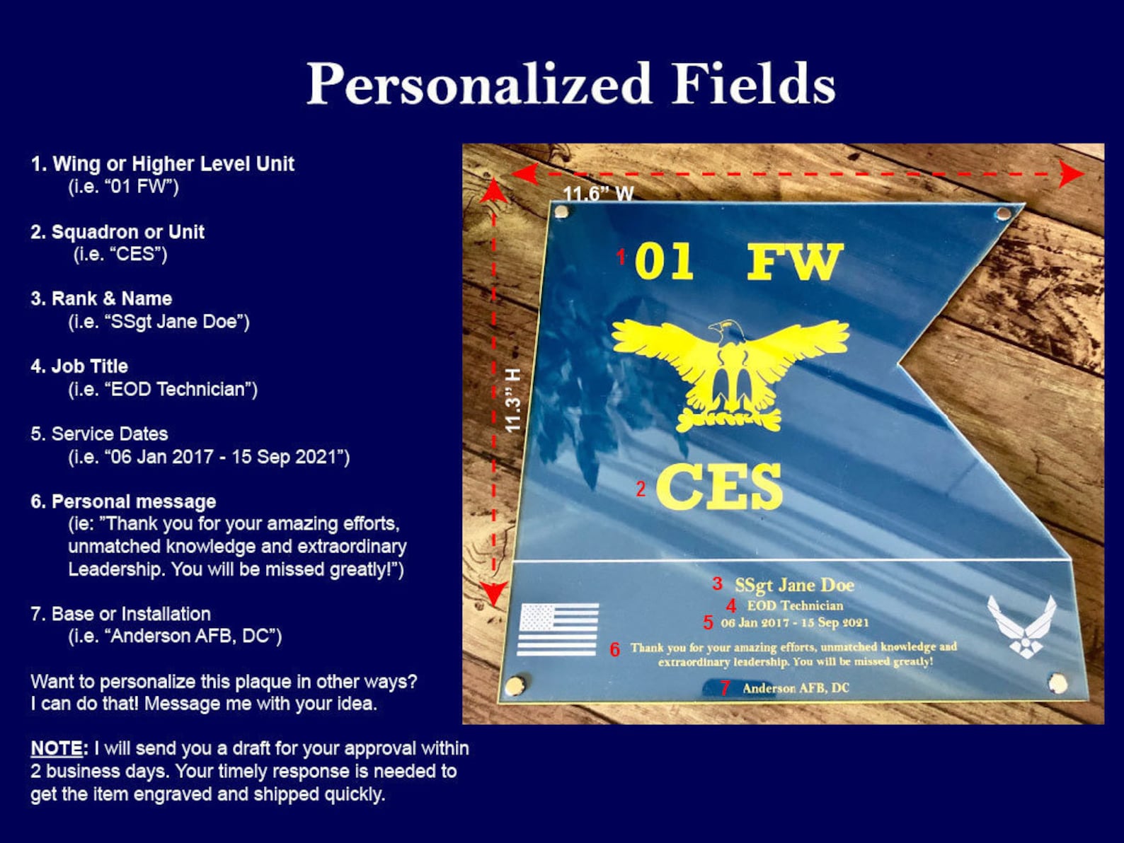 Any Air Force Unit Guidon Flag Plaque Gift with Shadow Mount / | Etsy