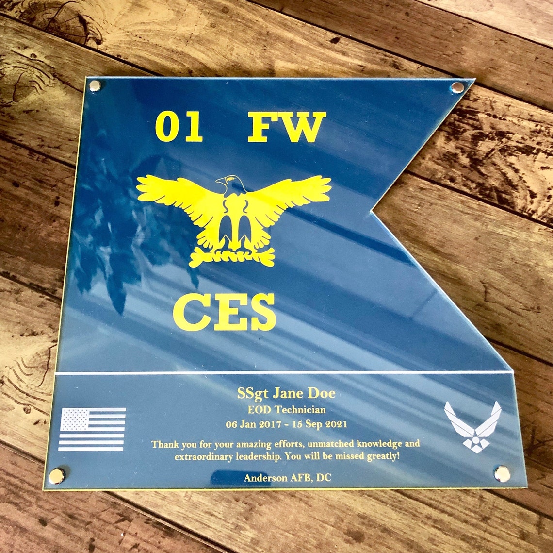 Any Air Force Unit Guidon Flag Plaque Gift with Shadow Mount / | Etsy
