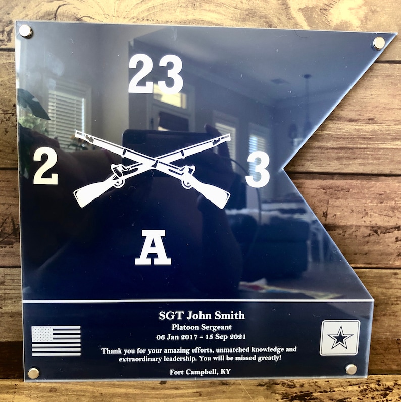 Any Army Unit Guidon Flag Plaque Gift with Shadow Mount / Navy | Etsy