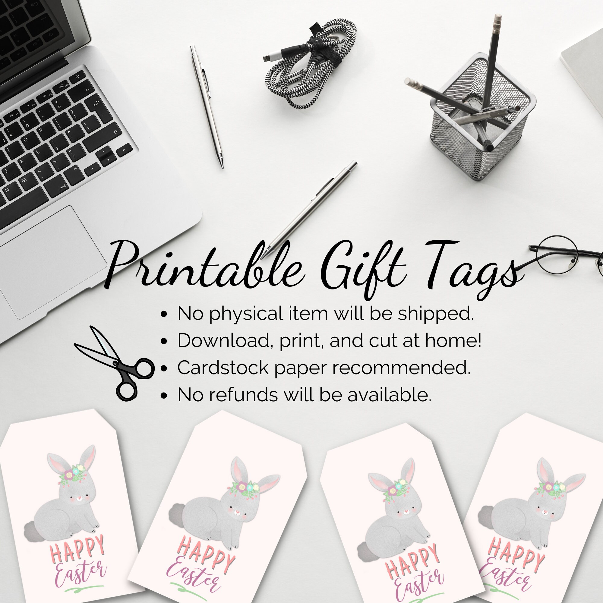 Printable Easter Gift Tags, Easter Basket Favor Tags, Easter Bunny Gift ...