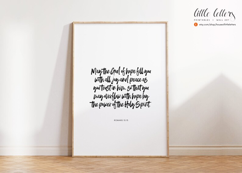 Bible Verse Wall Art, Scripture Printable, Romans 15, May the God of ...