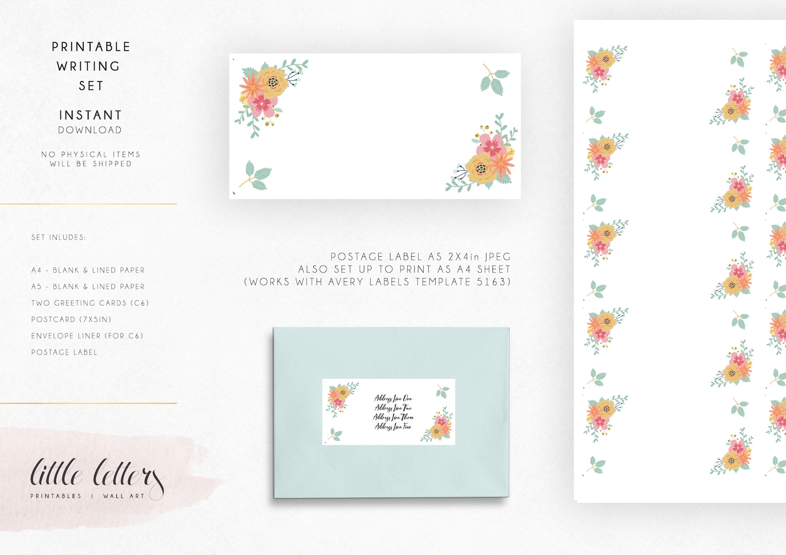 Printable Letter Paper, Greeting Card, Postcard, Note Card, Snail Mail ...