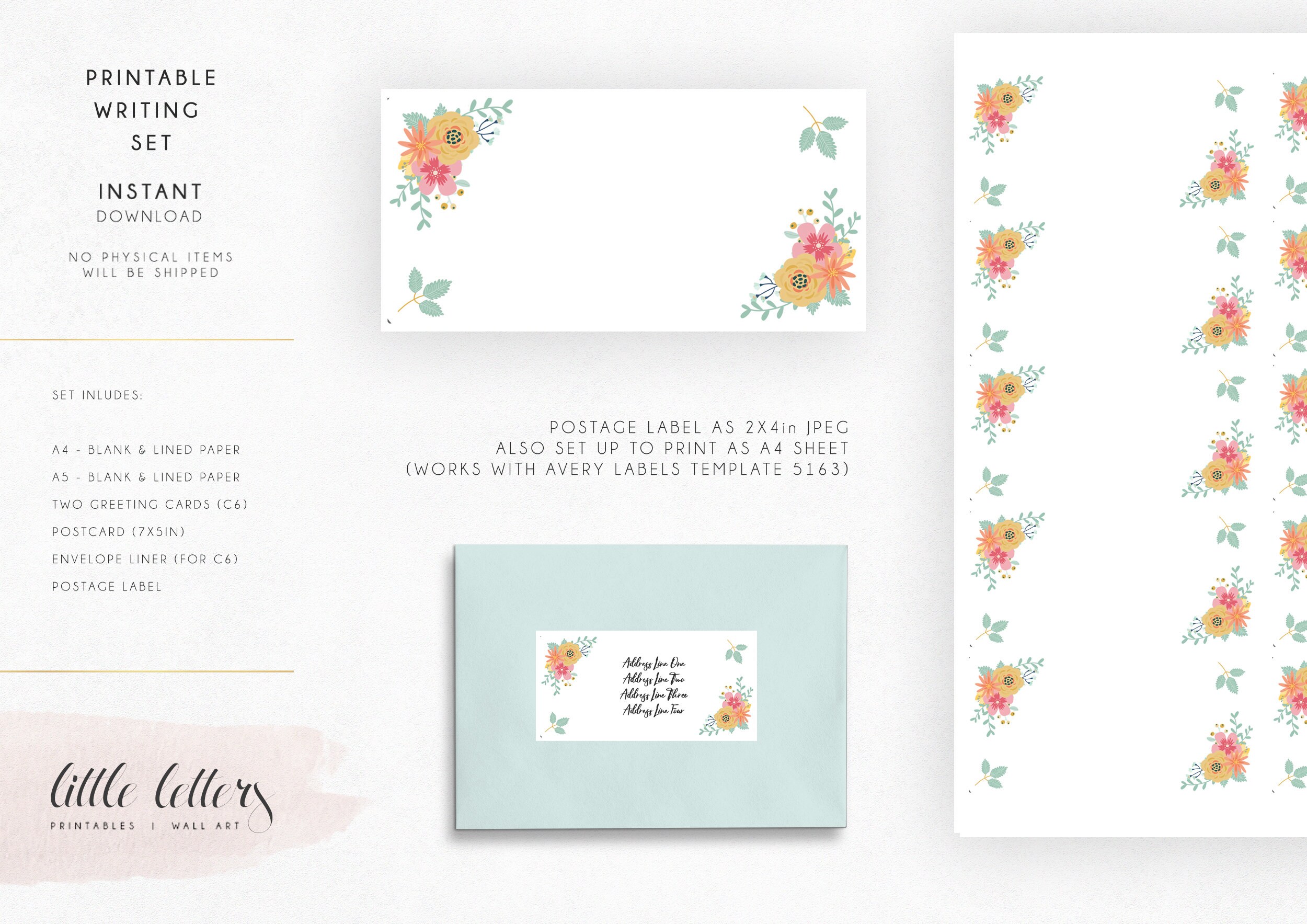 Printable Letter Paper, Greeting Card, Postcard, Note Card, Snail Mail ...