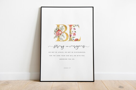 Bible Verse Wall Art Printable Joshua 1:9 Scripture Wall | Etsy