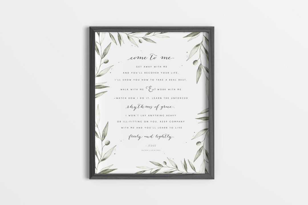 Matthew 11 28-30, Come to Me All Who Are Weary, Bible Verse Wall Art ...