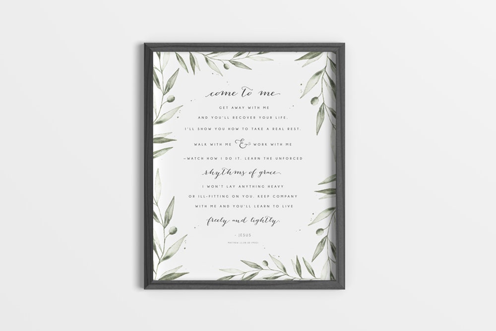 Matthew 11 28 30 Come To Me All Who Are Weary Bible Verse Wall Art