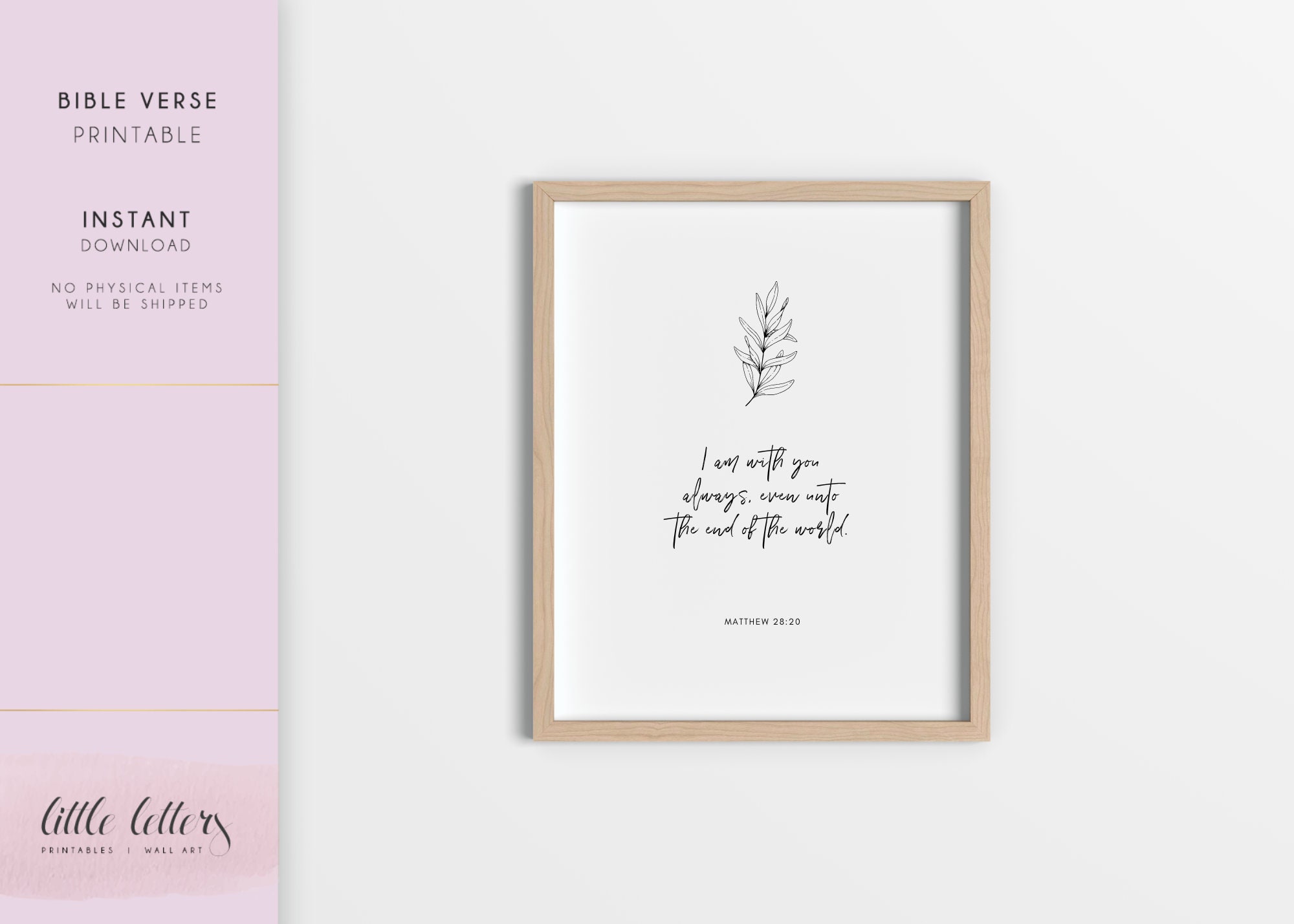 Bible Verse Wall Art Scripture Printable Matthew 28:20 Print - Etsy