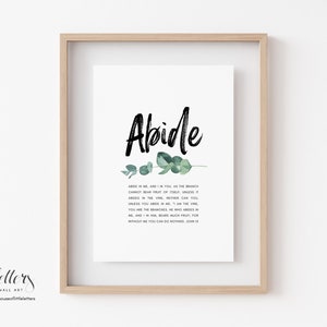 Bible Verse Wall Art, Scripture Printable, John 15, Abide in Me, Print ...