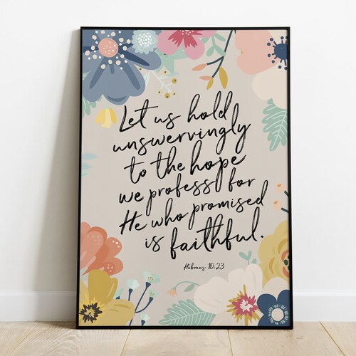 Bible Verse Wall Art Printable Hebrews 10:23 Scripture Wall - Etsy