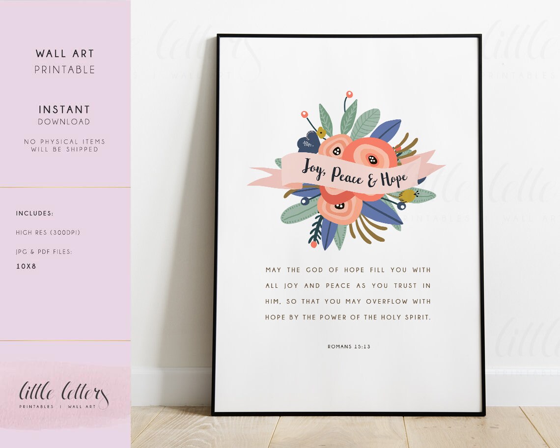 Floral Cute Bible Verse Wall Art, Scripture Printable, Christian Print ...