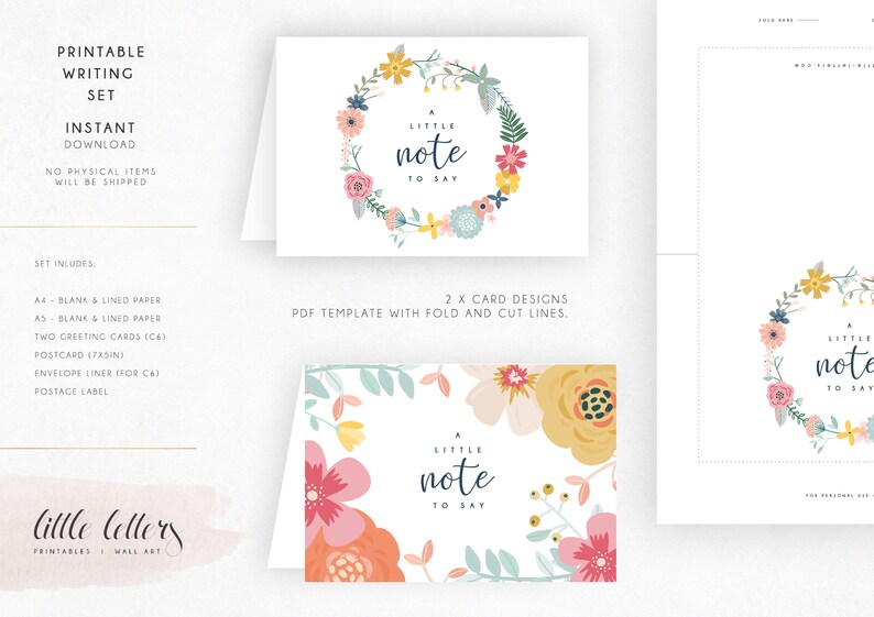 Printable Letter Paper, Greeting Card, Postcard, Note Card, Snail Mail ...