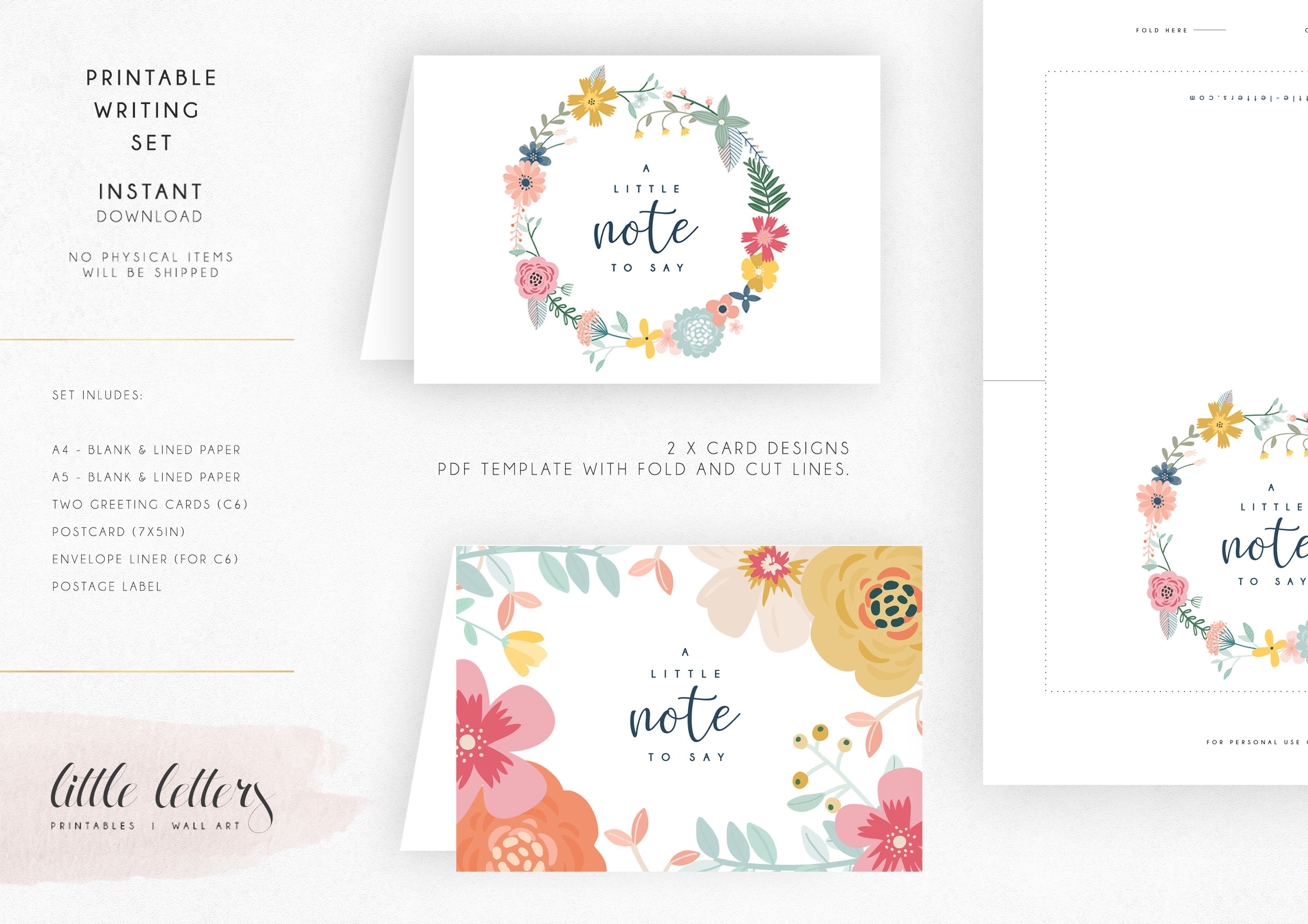 Printable Letter Paper, Greeting Card, Postcard, Note Card, Snail Mail ...