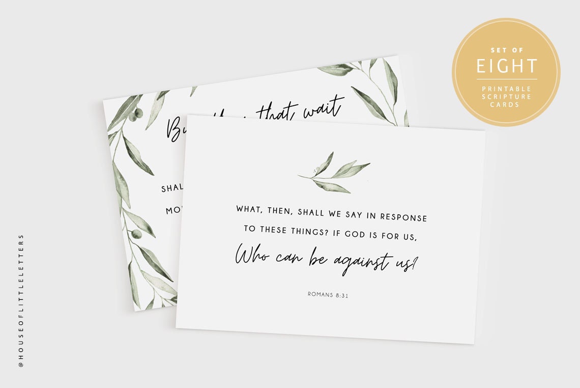 8 X Encouraging Scripture Cards Printable, Mini Bible Verse Prints ...