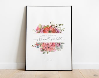 Bible Verse Wall Art Psalm 46:5 Scripture Art God is Within - Etsy