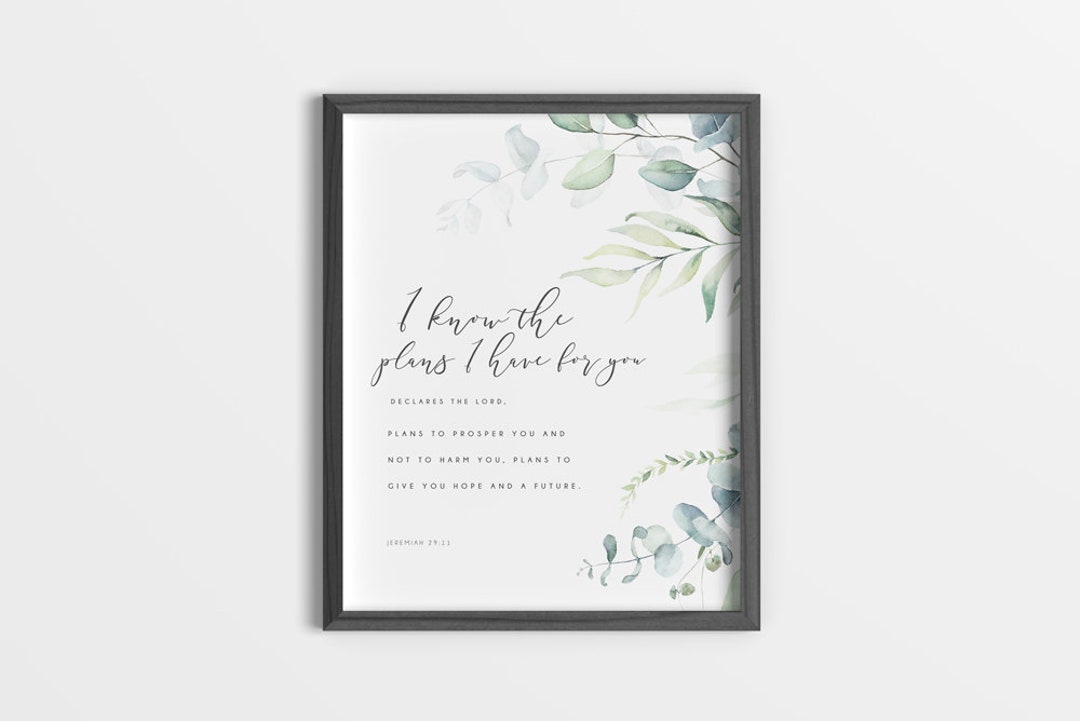 Jeremiah 29:11 Bible Verse Wall Art, Scripture Printable, for I Know ...