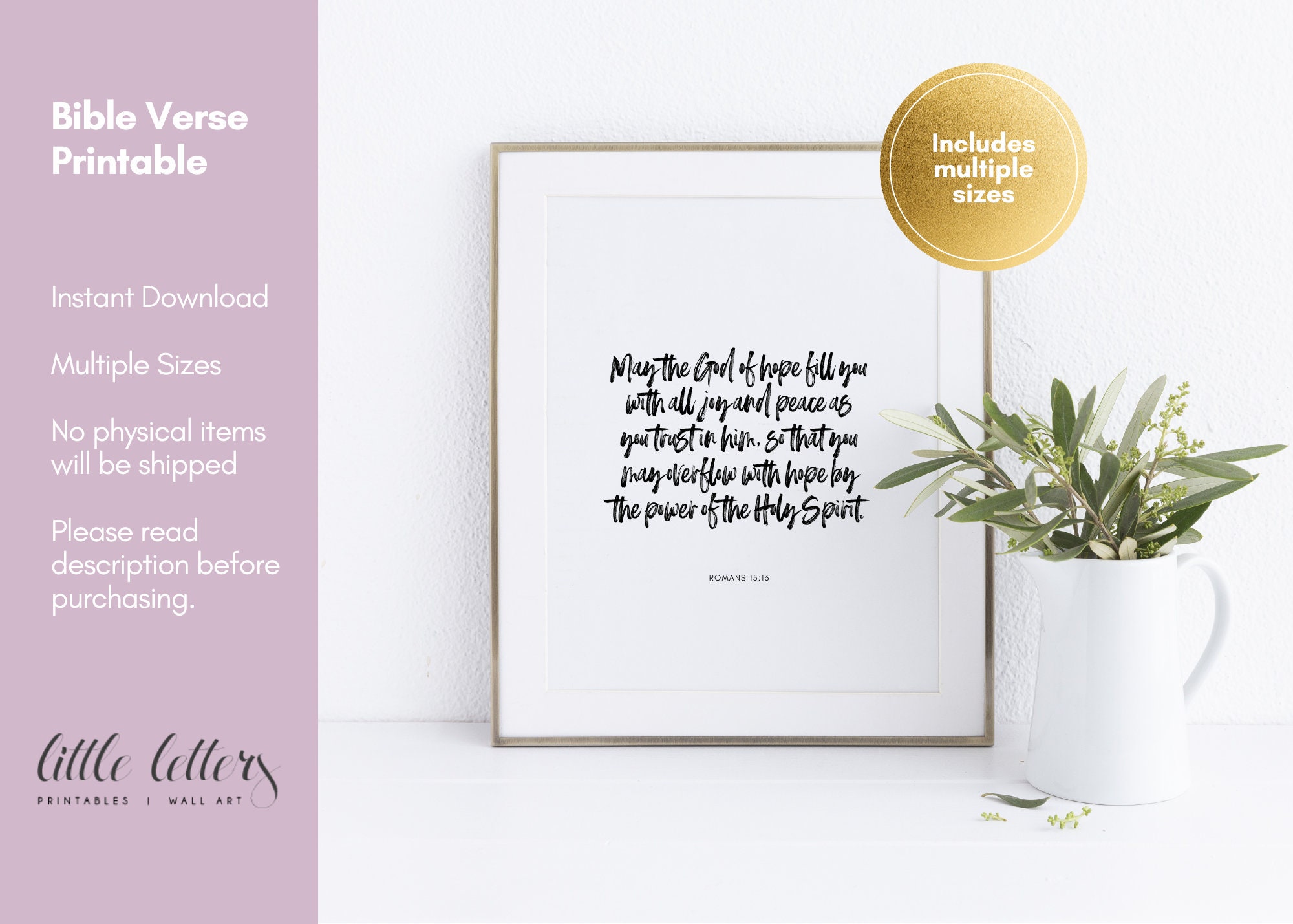 Bible Verse Wall Art, Scripture Printable, Romans 15, May the God of ...